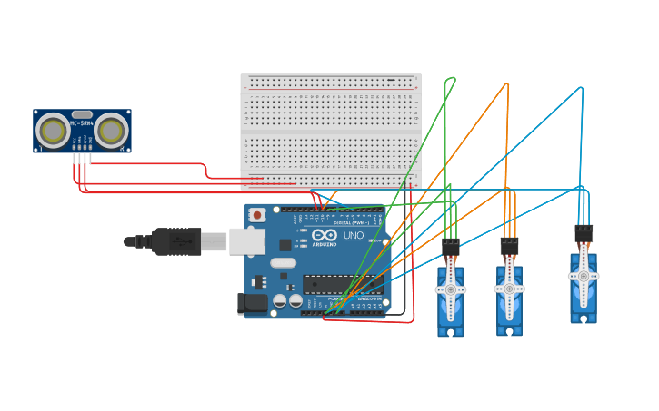 Circuit design Copy of radar with missile launcher - Tinkercad
