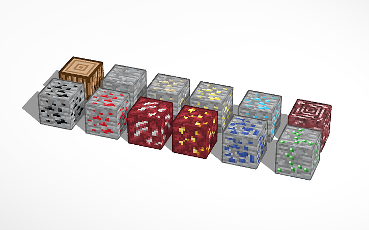 3D design All Ores in Minecraft - Tinkercad