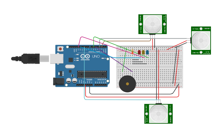 Circuit design PIR, LED Y BUZZER - Jimena Avilés 10°A | Tinkercad Circuit design PIR, LED Y BUZZER - Jimena Avilés 10°A | Tinkercad