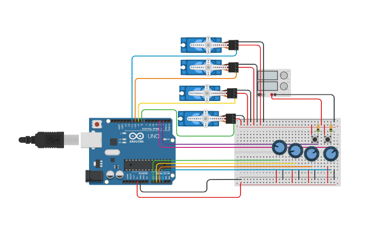 Circuit Design Robotic Arm Tinkercad 