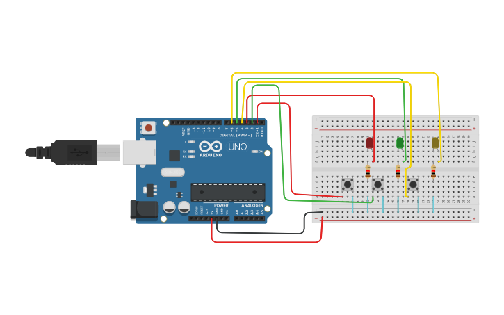 Circuit design Fastest finger first - Tinkercad