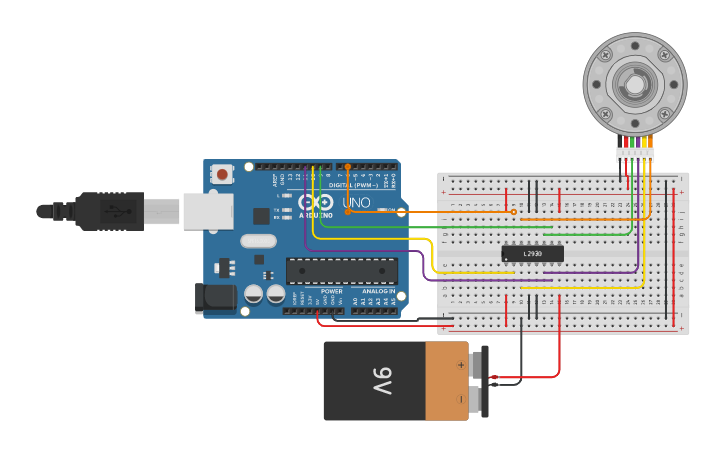 Circuit design motor a pasos - Tinkercad