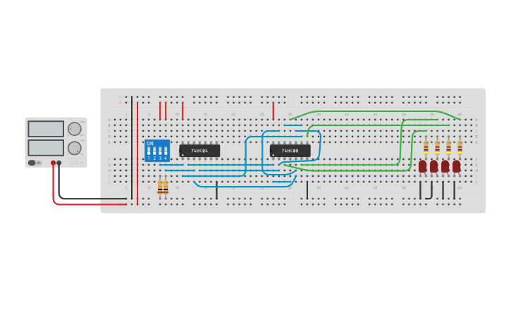 Circuit design Decoder 2-to-4 - Tinkercad