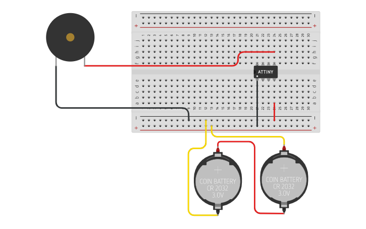Circuit design Interfacing Piezo Buzzer using Attiny85 | Tinkercad