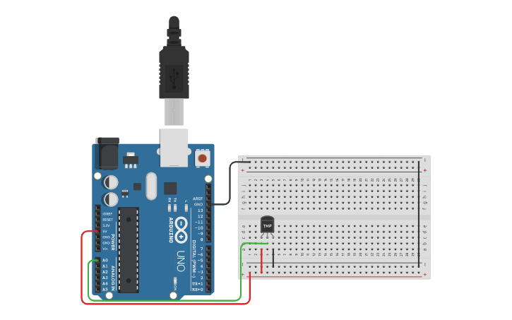Circuit design lm35 - Tinkercad