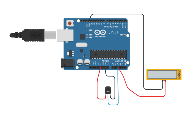 Circuit design Copy of Experimento Arduino Temperatura - Tinkercad