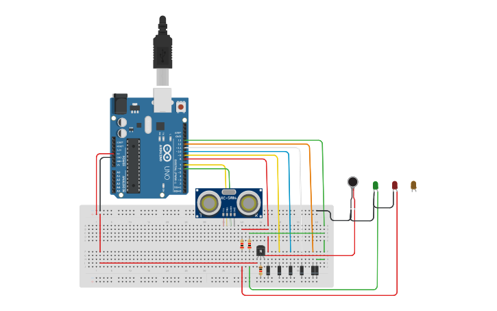 Circuit design SENSOR ULTRASONICO HC-SR04 - Tinkercad