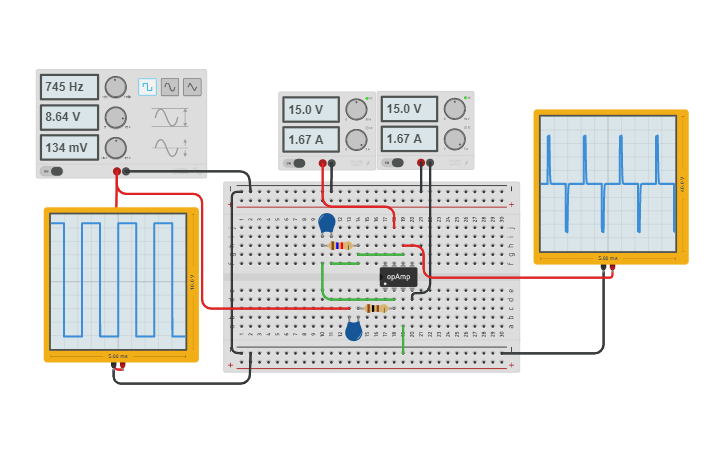 Circuit design Op Amp as Differentiator - Tinkercad