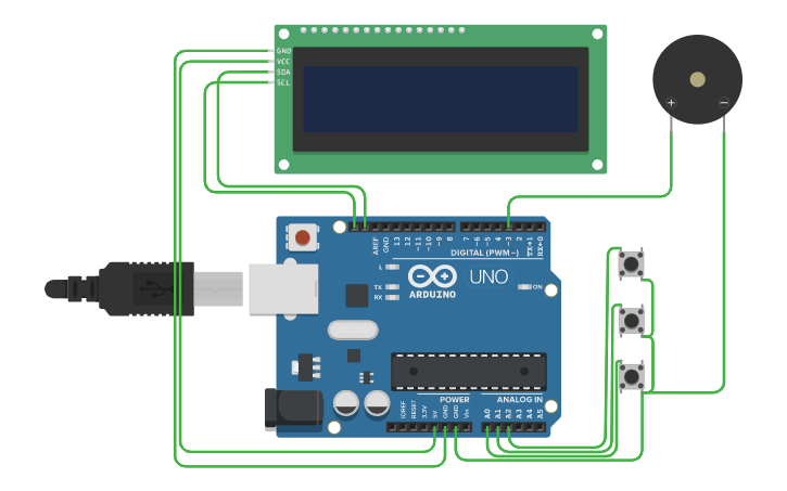 Circuit design Timer with lcd 16x2 - Tinkercad