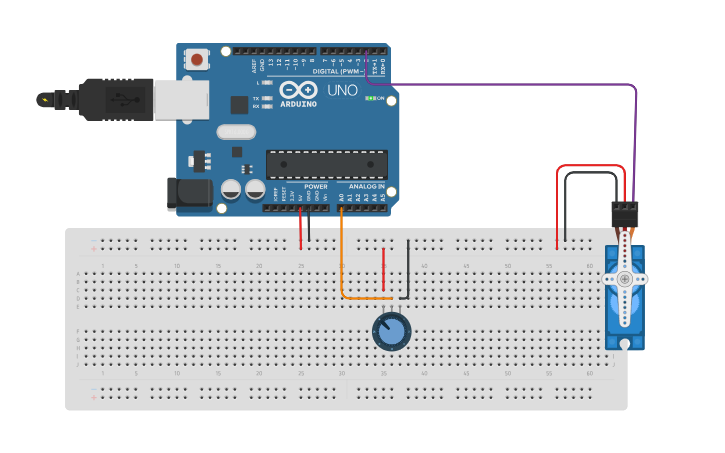 Circuit design servo - Tinkercad