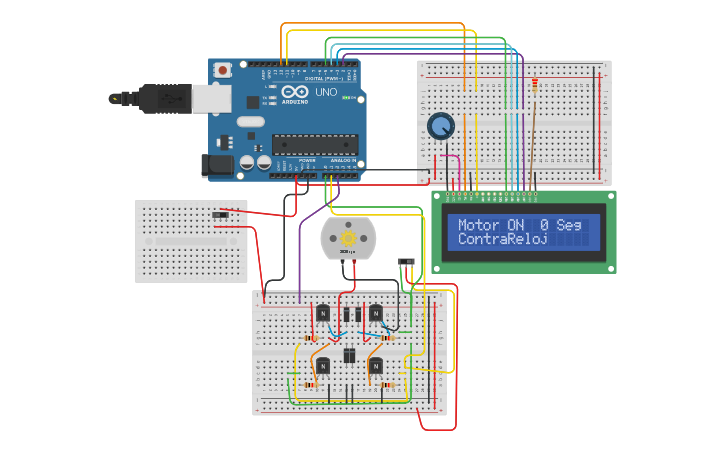 Circuit design final puente h lcd 16x2 | Tinkercad