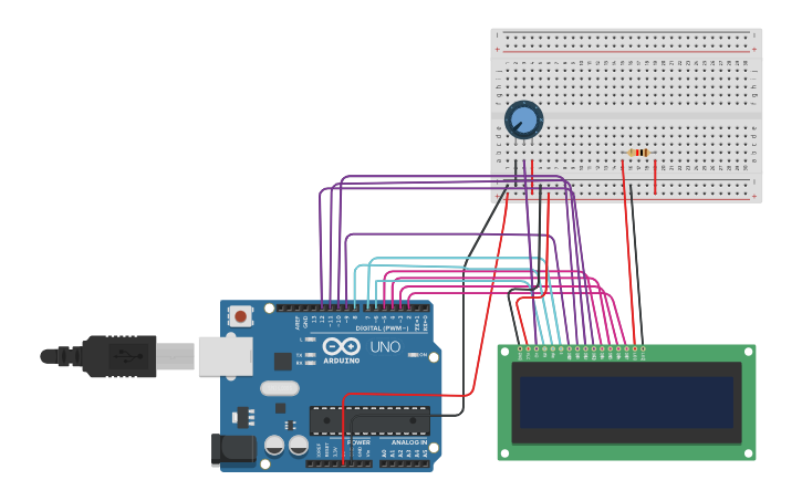 Circuit design Pantalla LCD - Tinkercad