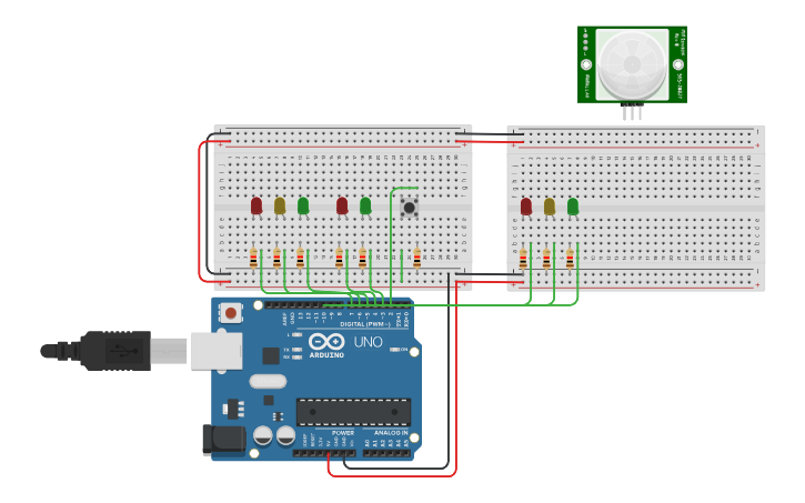 Circuit design Semaforo 2 - Tinkercad