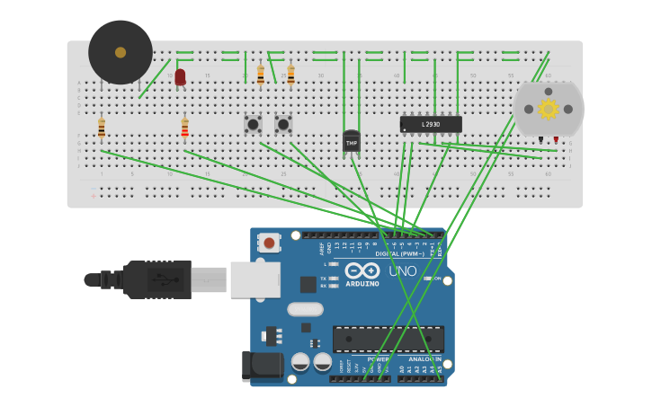 Circuit design Washing Machine - Tinkercad