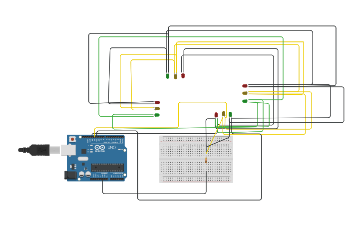 Circuit design traffic signal - Tinkercad