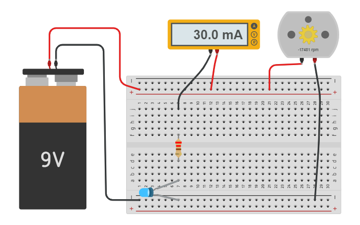 Circuit design Simple Circuit LED and Motor - Tinkercad