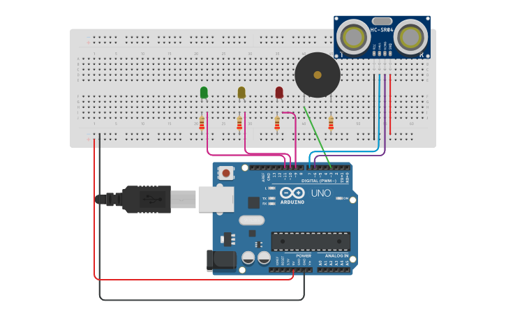 Circuit design ULTRASONIC SECURITY SYSTEM - Tinkercad
