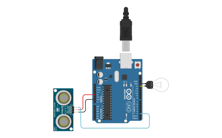 Circuit design ultrasonic | Tinkercad