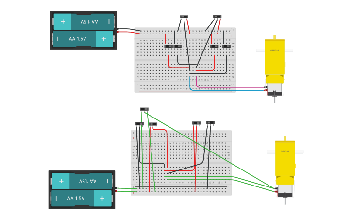 Circuit Design Mạch đổi Chiều động Cơ Tinkercad