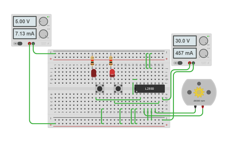 Circuit design PSSA06- Motor Driver H-Bridge | Tinkercad