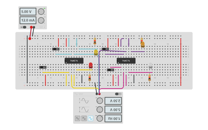 Circuit design Experiment 10 Parallel in Parallel out shift register - Tinkercad
