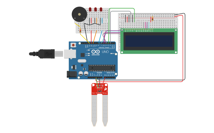 Circuit design Soil Moisture Sensor - Tinkercad