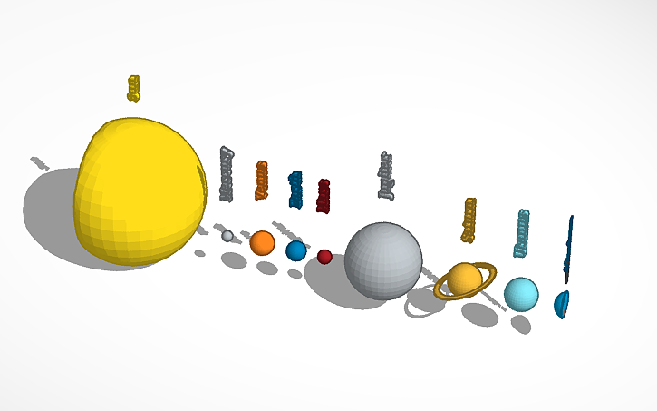 3D design Solar System Student Model Example - Tinkercad