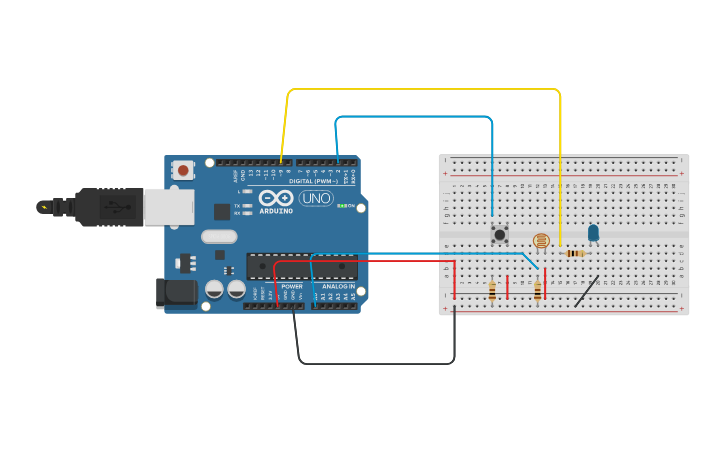 Circuit design 11c_Photoresistor_while loop interation - Tinkercad