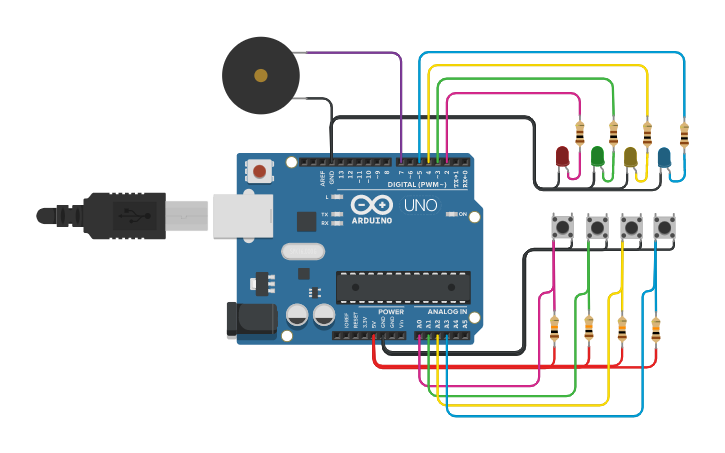 Circuit design Simon Dice Final Robotica - Tinkercad