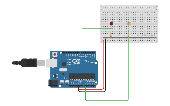 Circuit design Ldr sensor - Tinkercad