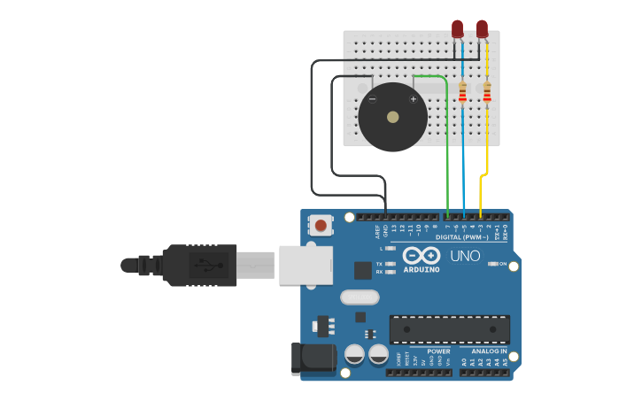 Circuit design Learn_LED and Buzzer Blinking - Tinkercad