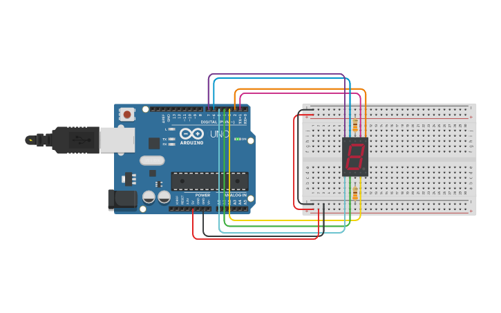 Circuit design Práctica de programación de display - Tinkercad