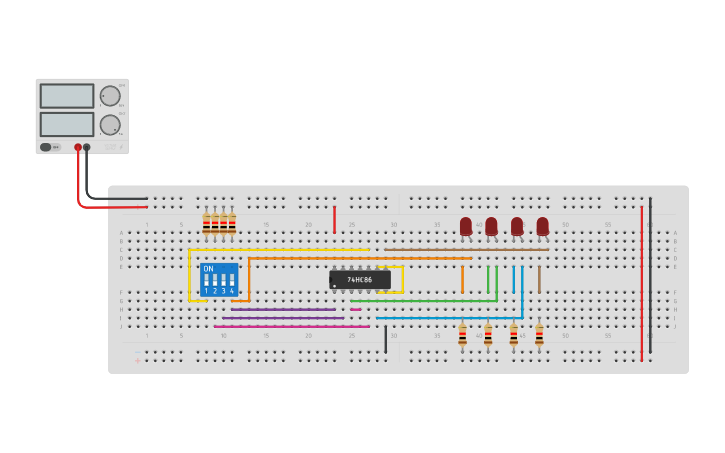 Circuit design Gray to Binary Code - Tinkercad