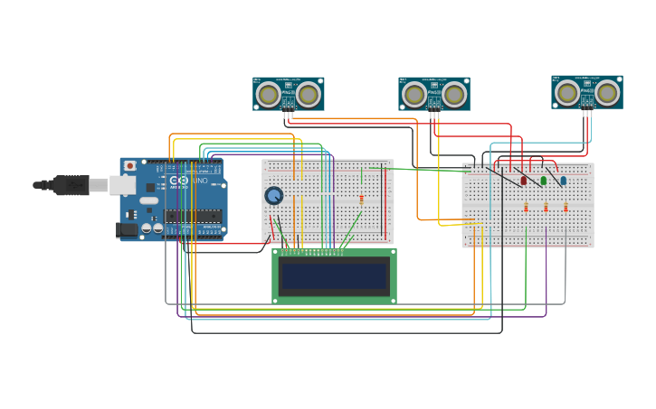 Circuit design EDI smart parking - Tinkercad