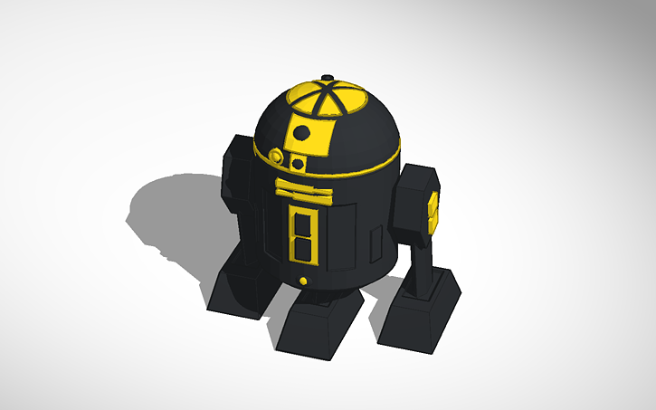 3D design Black and Yellow R2-D2 - Tinkercad