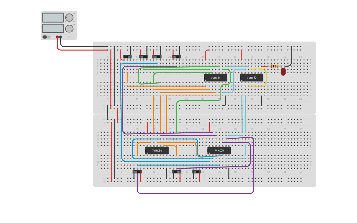 Circuit design 4x1 MUX - Tinkercad