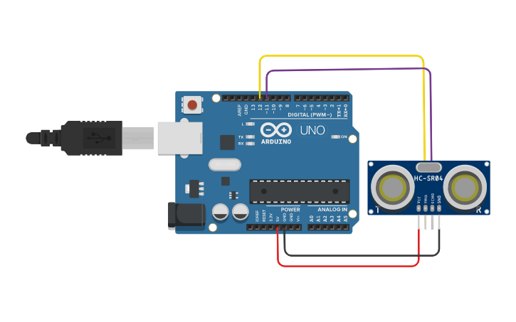Circuit Design Ультразвуковой датчик Tinkercad