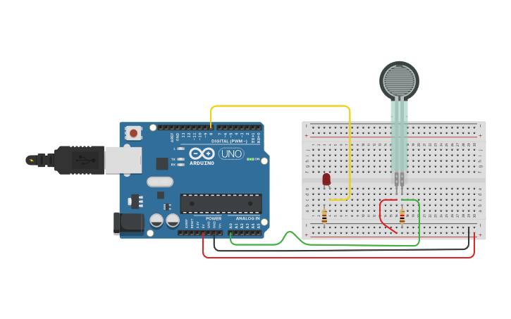 Circuit design Force/Pressure Sensor with Arduino - Tinkercad