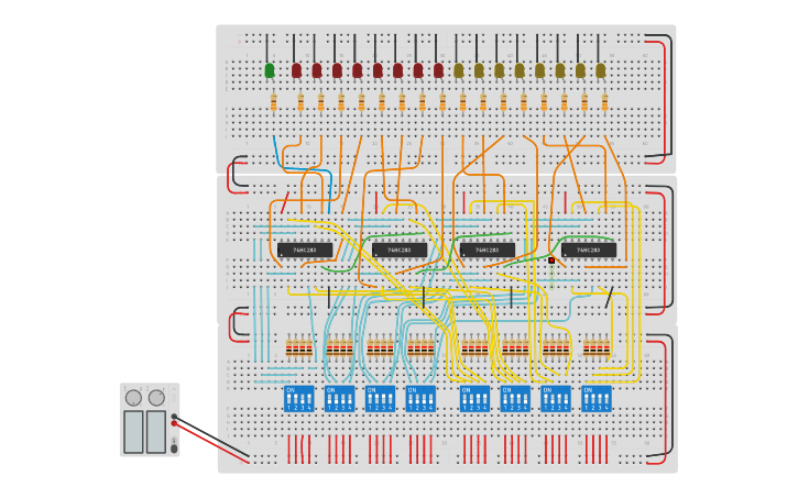 Circuit design Sumador binario 16bit - Tinkercad