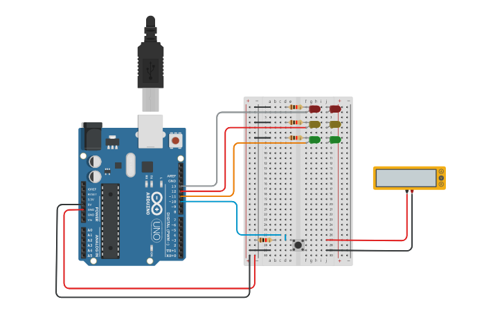 Circuit design traffic light board - Tinkercad