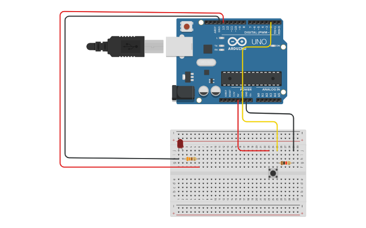 Circuit design A03-Press a Digital Button - Tinkercad