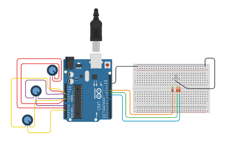 Circuit design Led RGB - Tinkercad