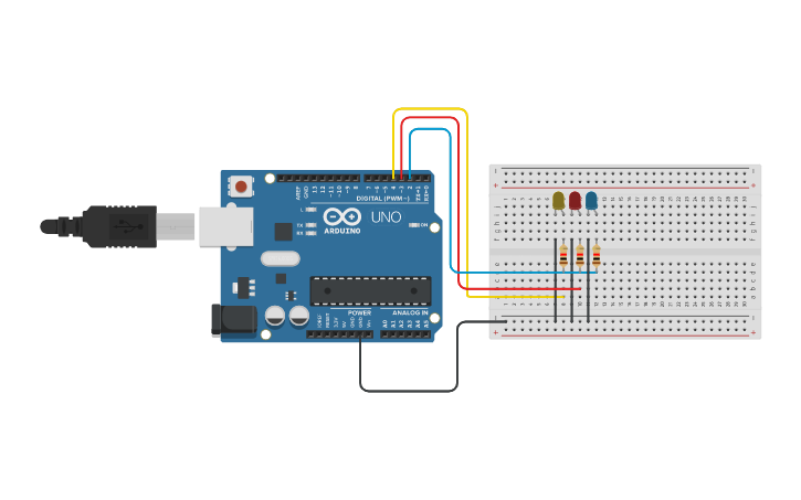 Circuit design RGB-LED | Tinkercad