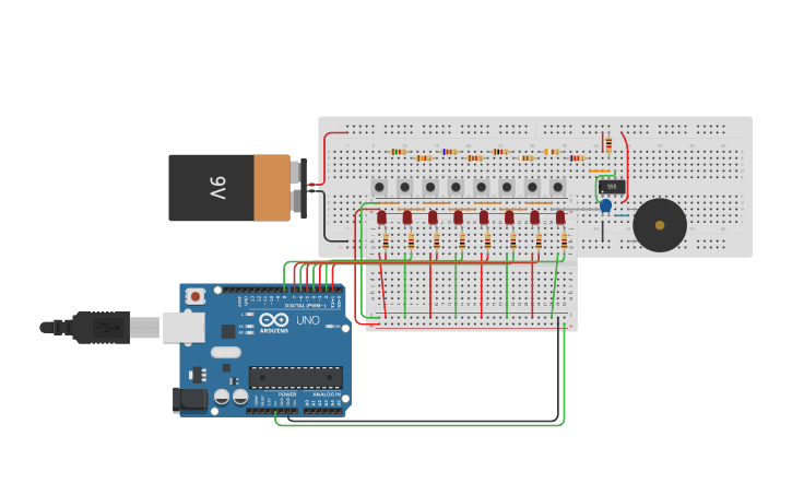 Circuit design piano music Happy birthday | Tinkercad