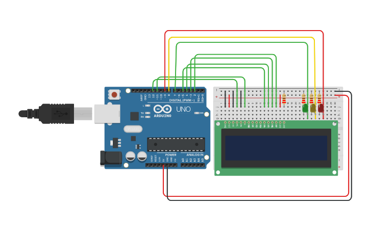 Circuit design Copy of Arduino with LCD Interface | Tinkercad