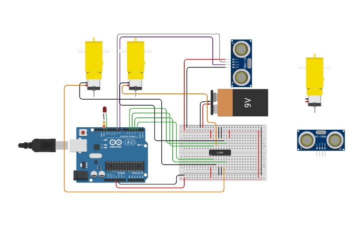 Circuit Design Obstacle Avoiding Robot Tinkercad