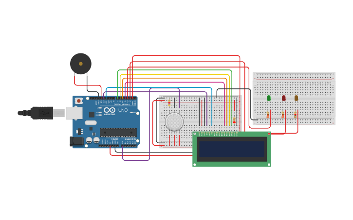 Circuit Design Gas Detecting Sensor Tinkercad