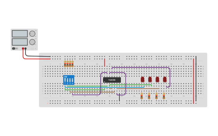 Circuit design Gray Code to Binary | Tinkercad