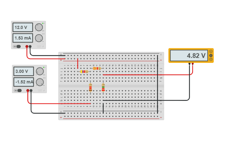 Circuit design Measure VTH | Tinkercad
