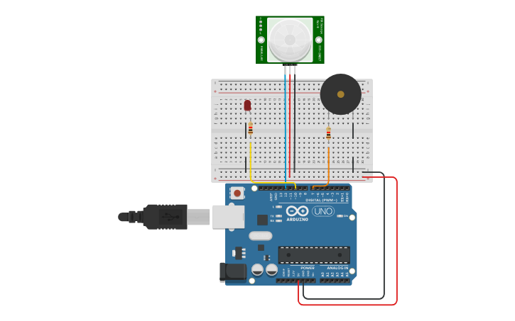 Circuit Design Ardiuno Interfacing Piezo And Pir Sensor To Detect Human